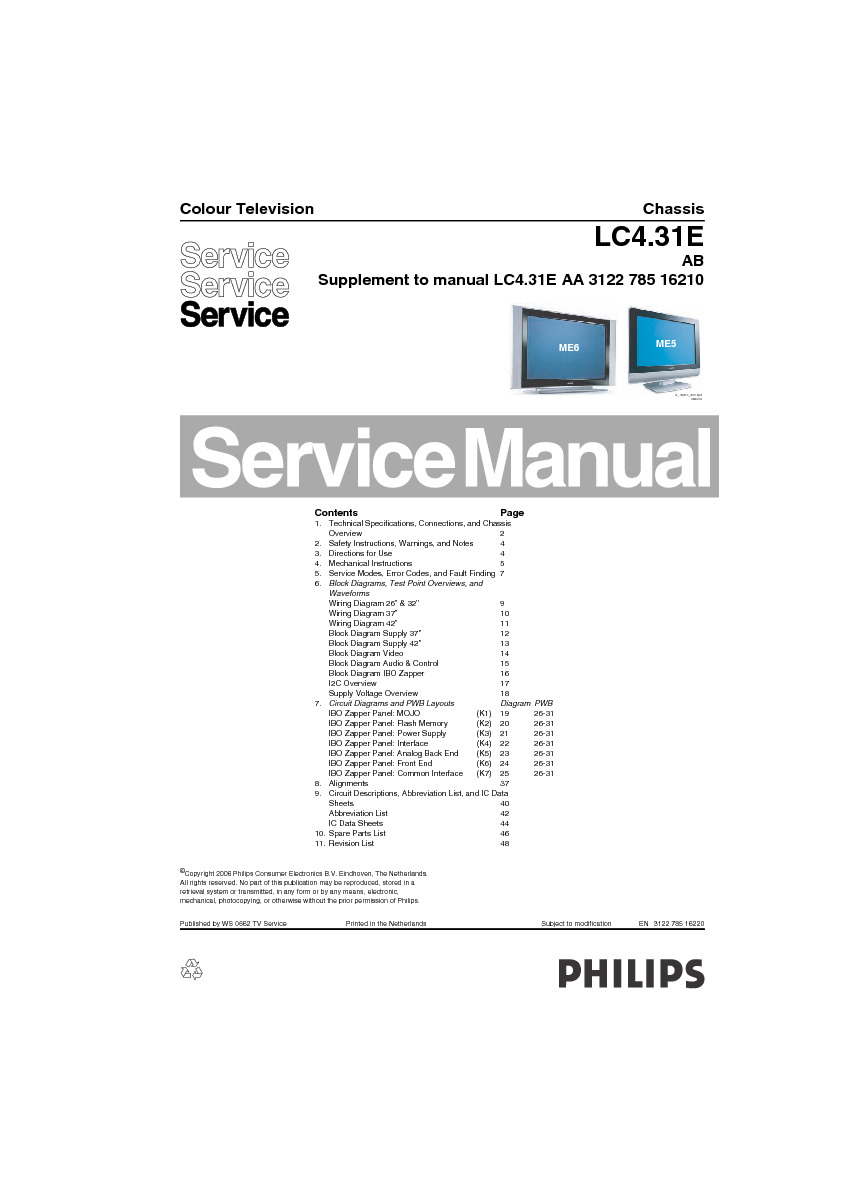 service manual for philips LC4.31EAB philips aa3122-lc4.31eab sm schematics,datasheets,diagrams ...